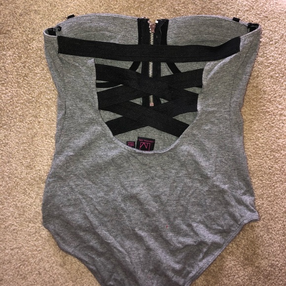 Material Girl | Tops | Material Girl Grey Strapless Bodysuit | Poshmark